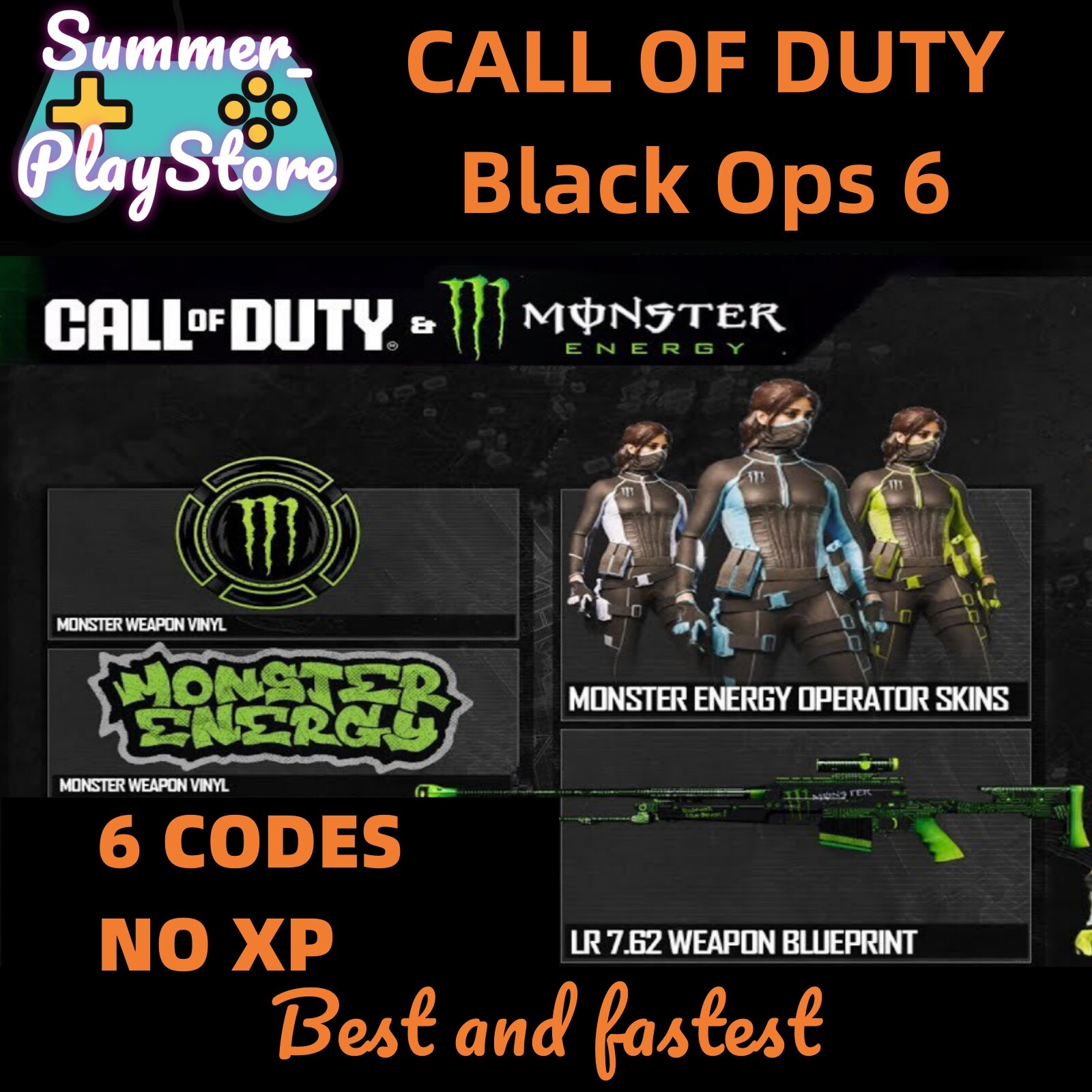 Call of Duty Black Ops 6 Monster Energy FULL SET Code Operator Skin BO6 ...