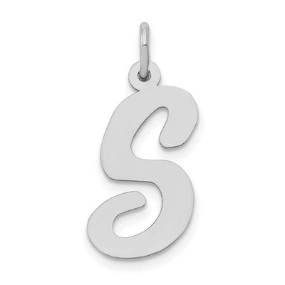 14k White Gold Large Script Letter S Initial Charm | eBay