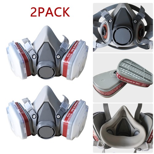 2x 6200 Half Gas Mask Face Painting Spraying Respirator 7 in 1 Suit ...
