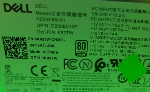 Genuine Dell Optiplex 7080 SFF 200W Power Supply H200EBS-01 K92TW | eBay