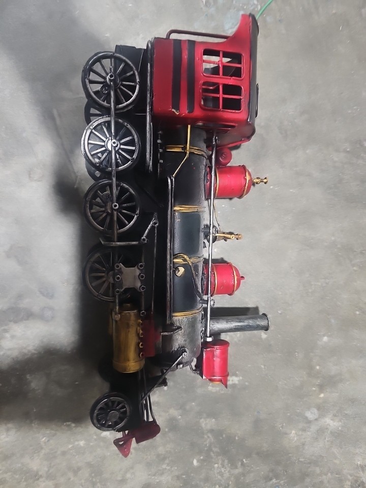 Vtg Handmade Decorative Metal Steam Locomotive Model Train Engine Red Black Gold | eBay