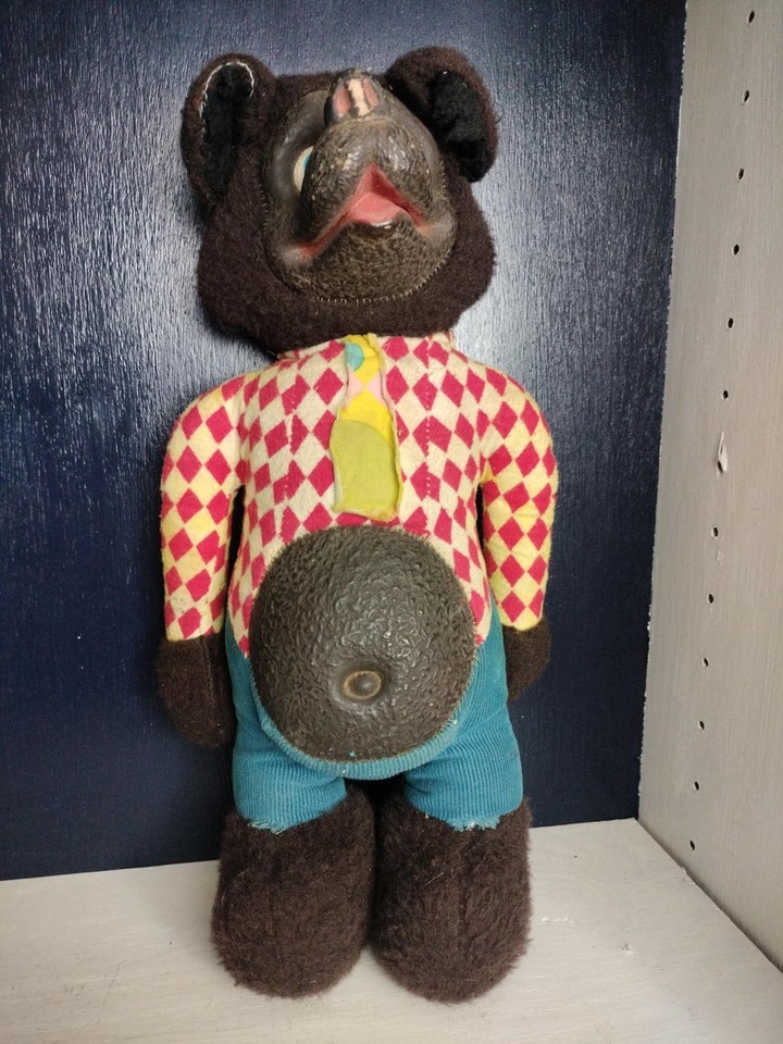 Vintage Rushton Bear Stuffed Plush Rubber Face & Belly 15" | eBay