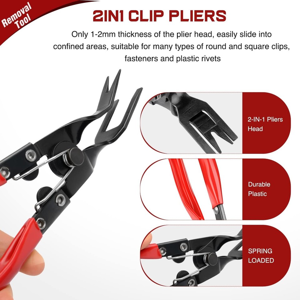 3PCS Clip Pliers Set & Fastener Remover Auto Trim Removal Tool Kit Auto ...