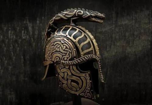 LARP 18GA Steel Medieval Knight Turin's Helmet- Dragon-helmet Viking ...