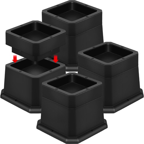 4 Pack Bed Risers Adjustable Furniture Risers Anti-Slip Support Risers ...