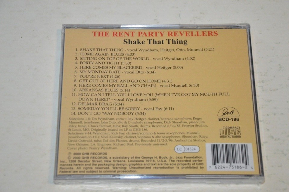 The Rent Party Revellers " Shake That Thing " (CD, 2002) Dixieland NEW ...