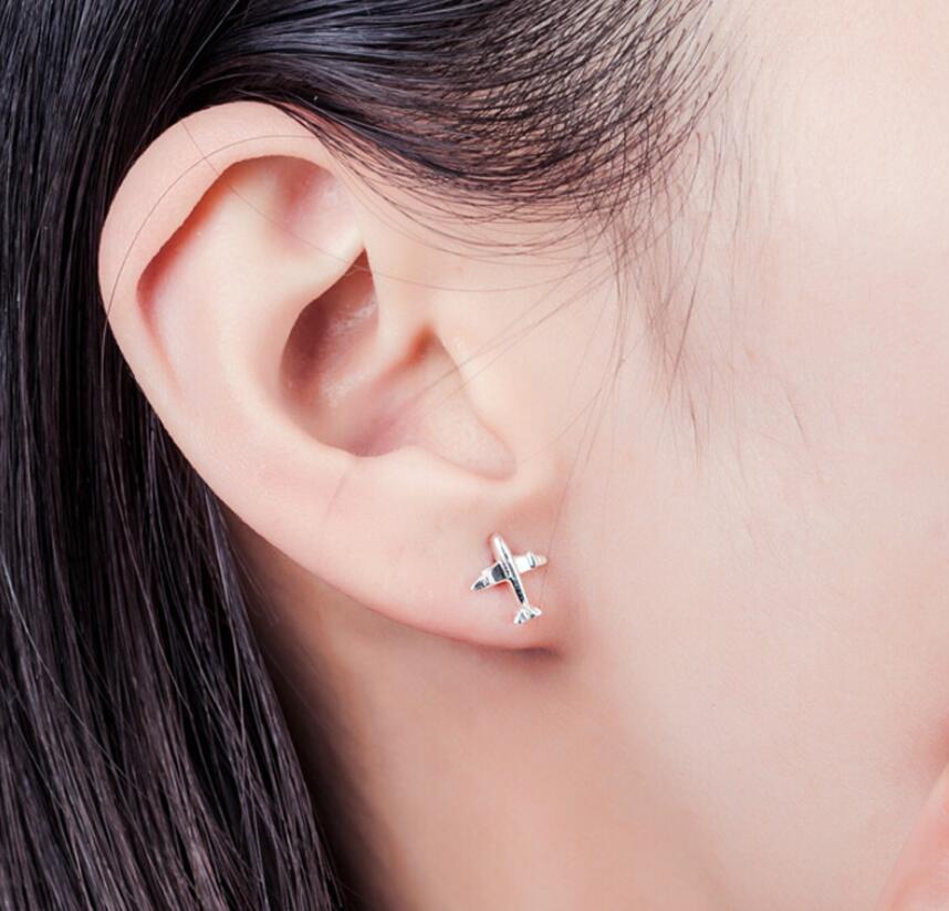 Super Adorable Silver SP Tiny Airplane Aircraft Plane Stud Earrings | eBay