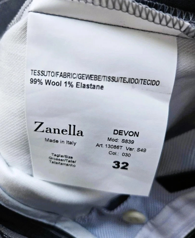 ZANELLA Pinstripe Grey Stretch Waist Trousers Made in Italy SZ.32 MSRP ...