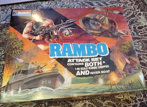 Rambo Monogram 6039 Huey Helicopter & River Boat Pt18 Attack Kit Set ...