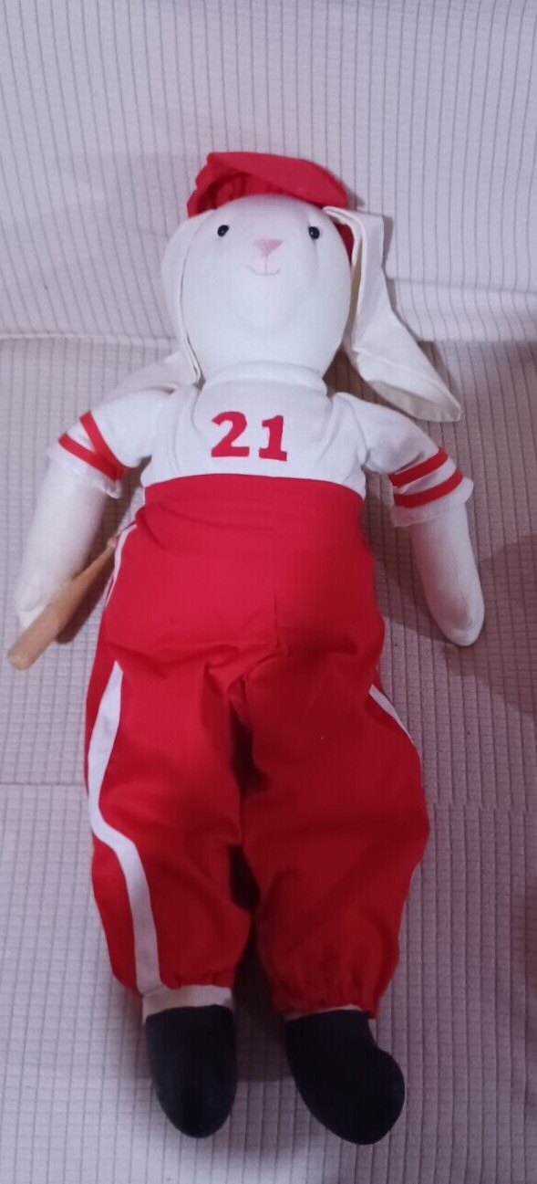 Handmade Stuffed Bunny Rabbit Baseball Player Holding Bat Removable ...