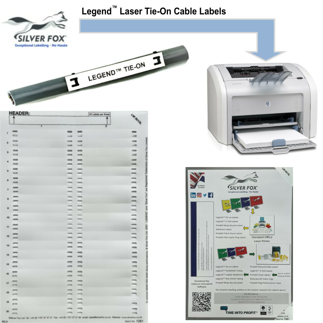 Legend Tie-on Cable Label LM9013LW A4 40 Labels / Sheet, 10 Sheets ...