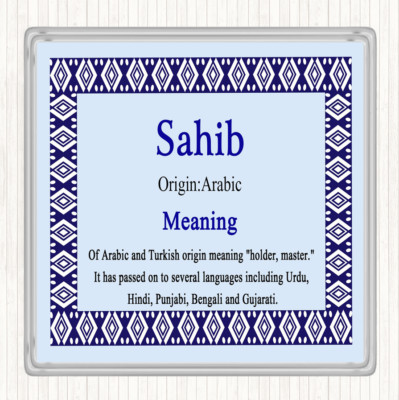 Sahib Name Meaning Drinks Mat Coaster Blue | eBay UK