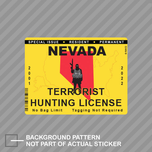 Nevada Terrorist Hunting Permit Sticker Decal Vinyl License NV | eBay