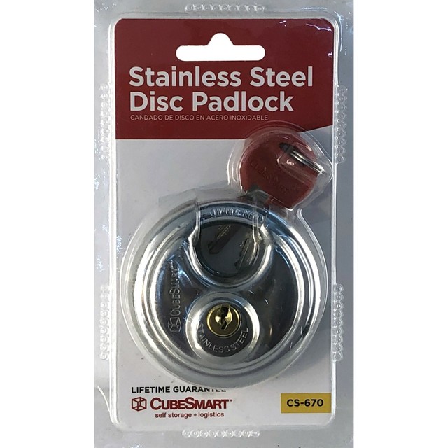 Cubesmart Stainless Steel 2 ¾ Disc Padlock With 1 Key for sale online ...