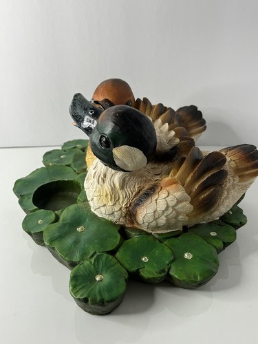 Adorable Duck Tea Light Candle Holder , Resin 2 Ducks floating Lily ...