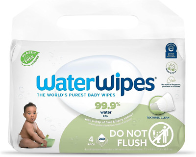 Waterwipes Plastic-Free Textured Clean, Toddler & Baby Wipes, 99.9% ...