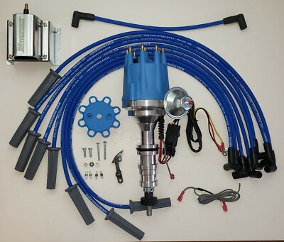 FORD FE 390 427 428 SMALL BLUE CAP HEI DISTRIBUTOR + 60k COIL + 8.5mm ...