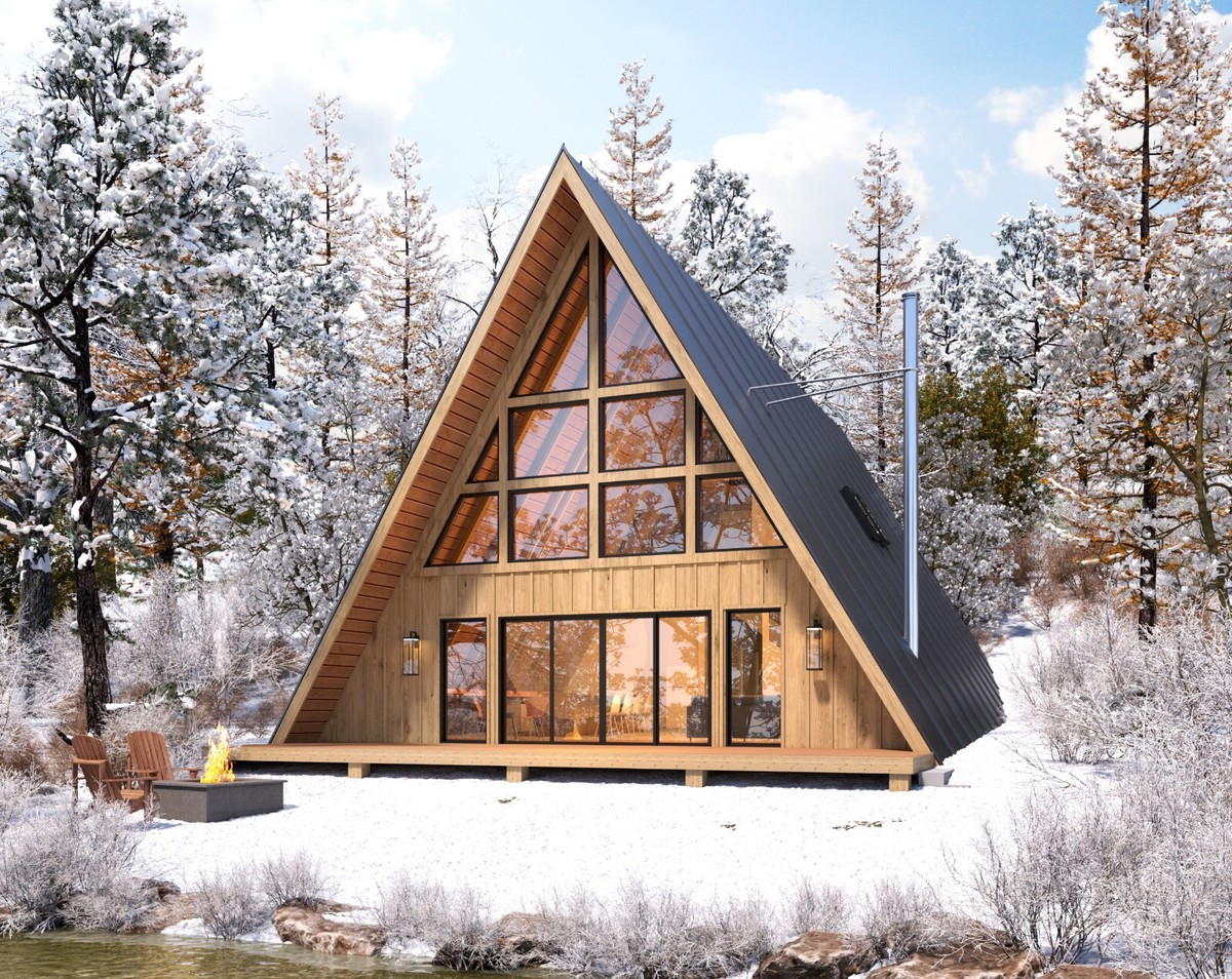 A Frame Cabin Plans Three Story A Frame With Four Beds: House Plan