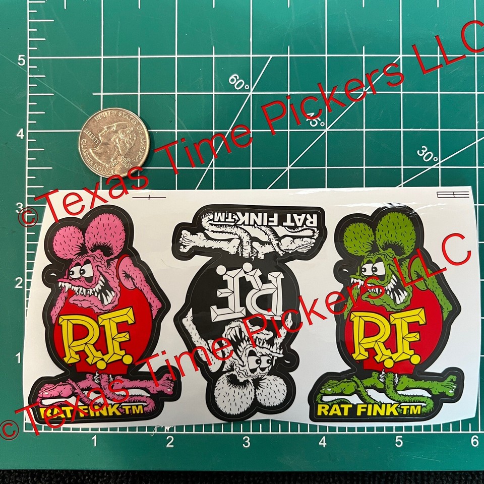 🔥 10 Rat Fink Mouse Ed Big Daddy Roth Hot Rod Art Vinyl Decal Sticker ...