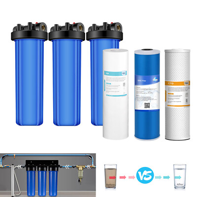 20" Big Blue Standard Whole House Water Filter System / Sediment ...