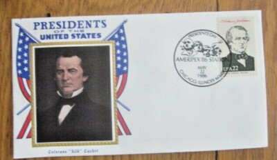 PRESIDENT ANDREW JOHNSON 1986 COLORANO SILK FLAGS CACHET FDC VF UNADDR ...