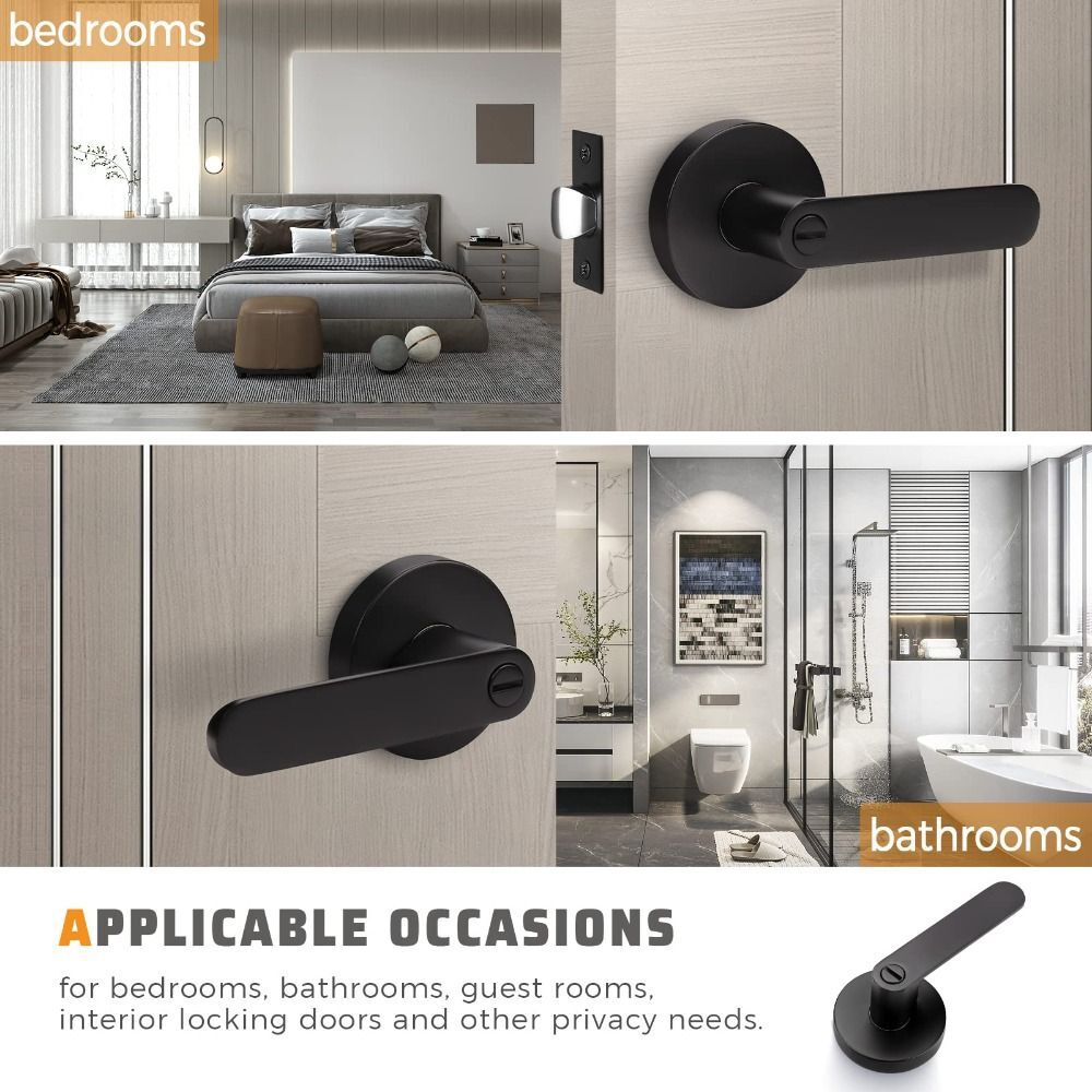 Matte Black Lever Door Handle Aluminum Alloy Door Knob Bedroom or ...