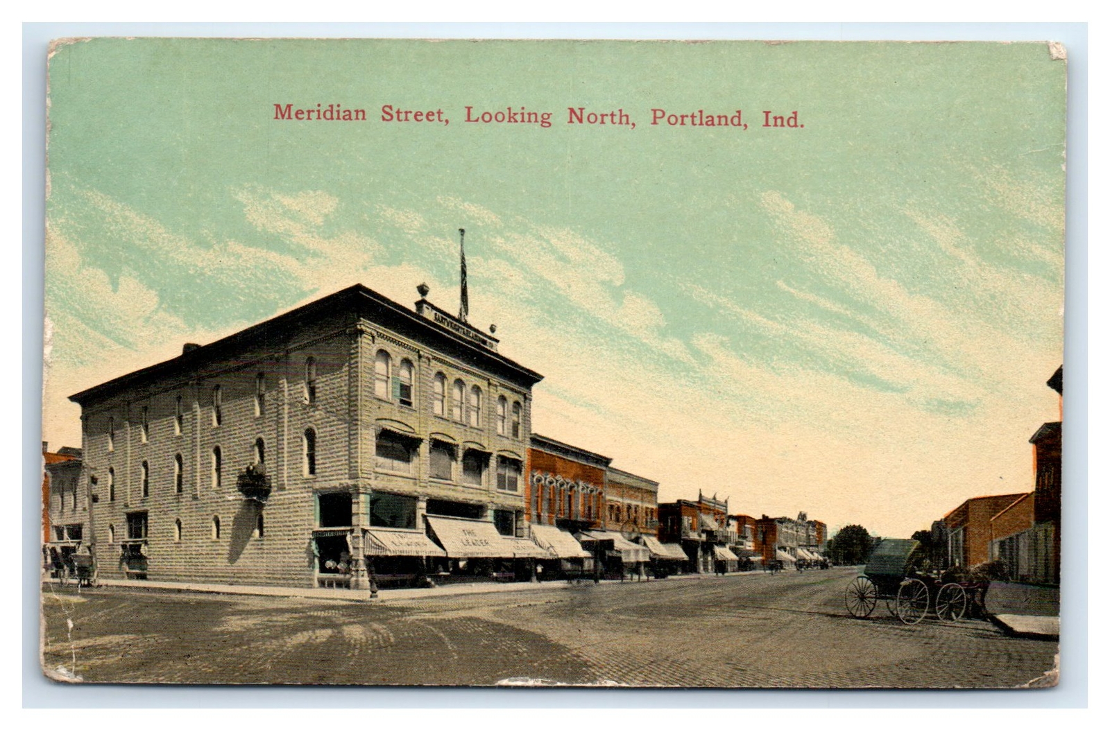 1917 PORTLAND, IN Postcard- MERIDIAN STREET LOOKING NORTH IND | eBay
