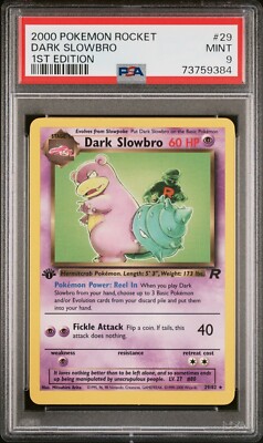 Pokemon TCG 2000 Rocket 1st Edition Non Holo Dark Slowbro #29 PSA 9 ...