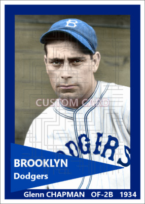 Glenn Chapman - 1934 Brooklyn Dodgers - 2.5 x 3.5 custom card (blank back) | eBay