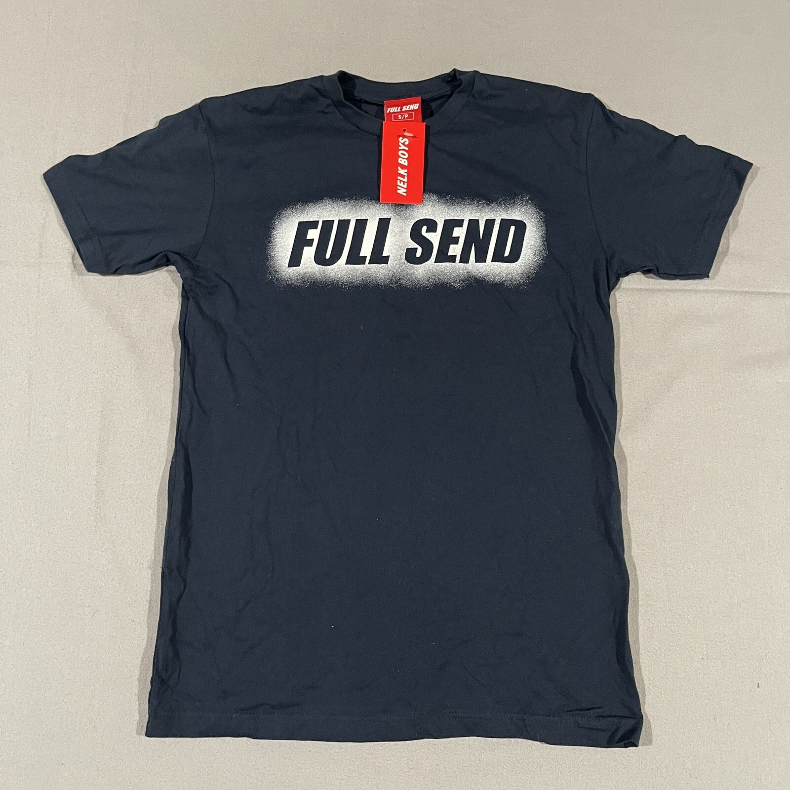 Nelk Boys Full Send Shirt Adult Small Blue Box Logo Spellout Graphic | eBay