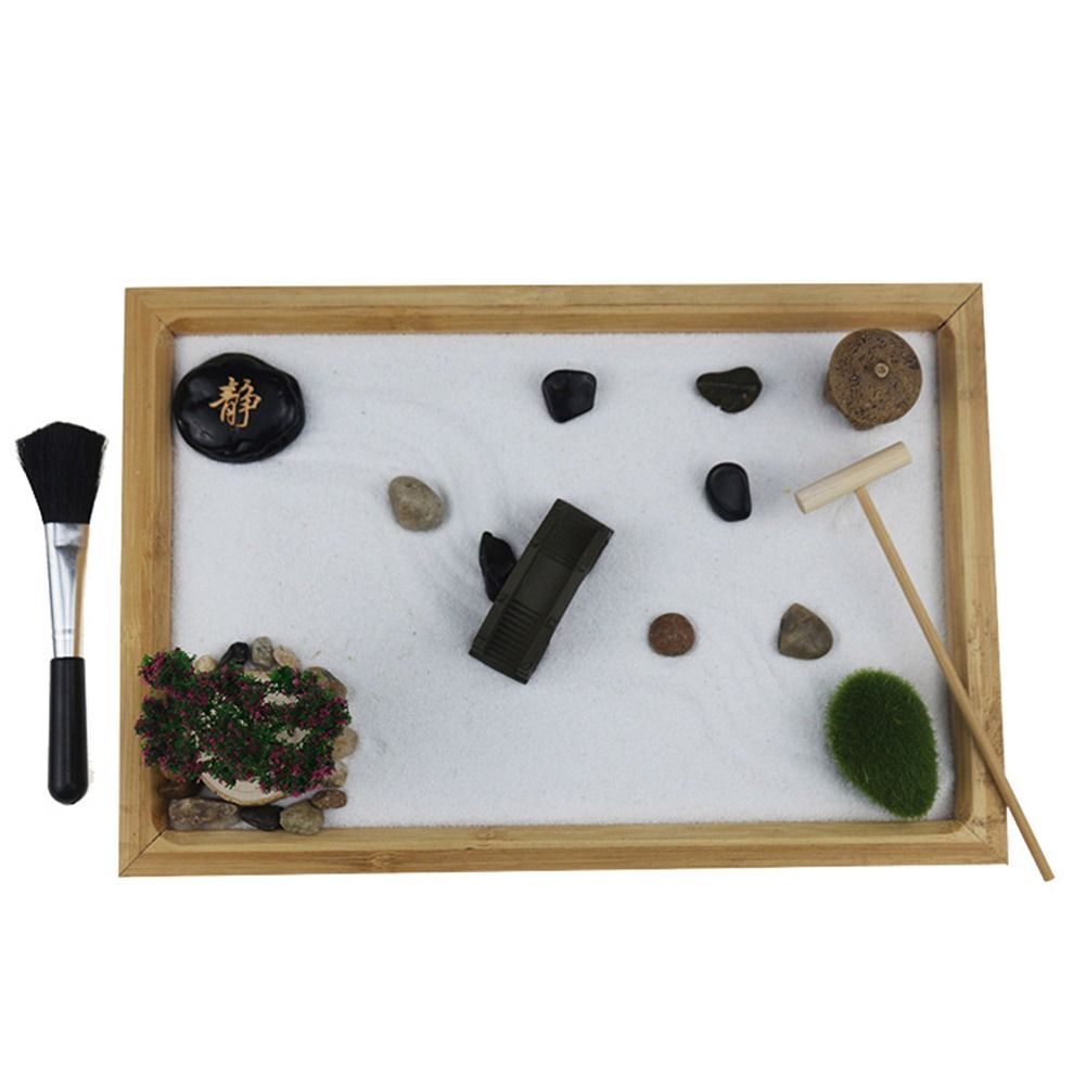 Desktop Meditation Sand Tray Therapy Kit Zen Sand Garden with Rake ...
