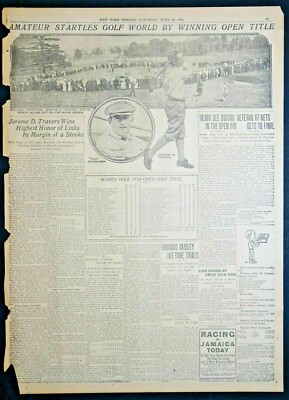 1915 Sports Page - Amateur Jerome Travers Wins U.S. Open Golf ...