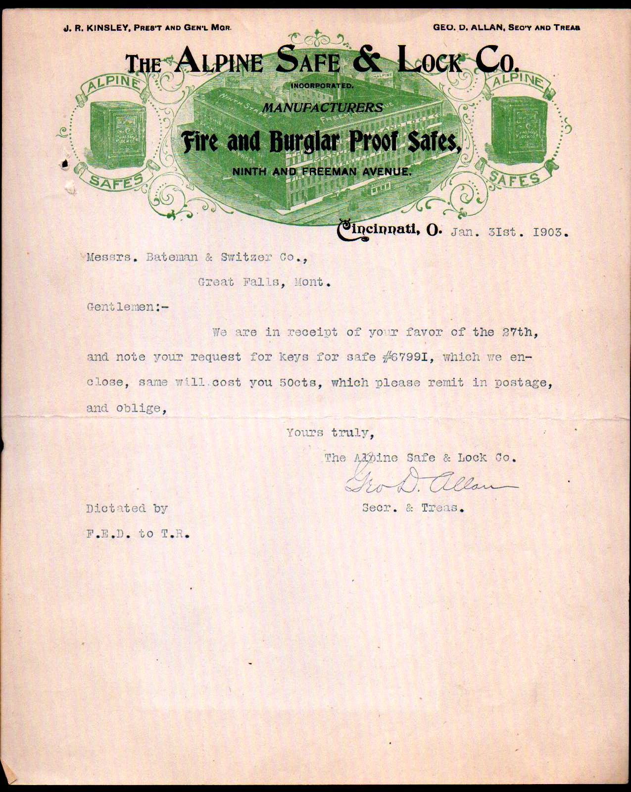 1903 Cincinnati Alpine Safe & Lock Co - Fire & Burglar Proof Safes ...