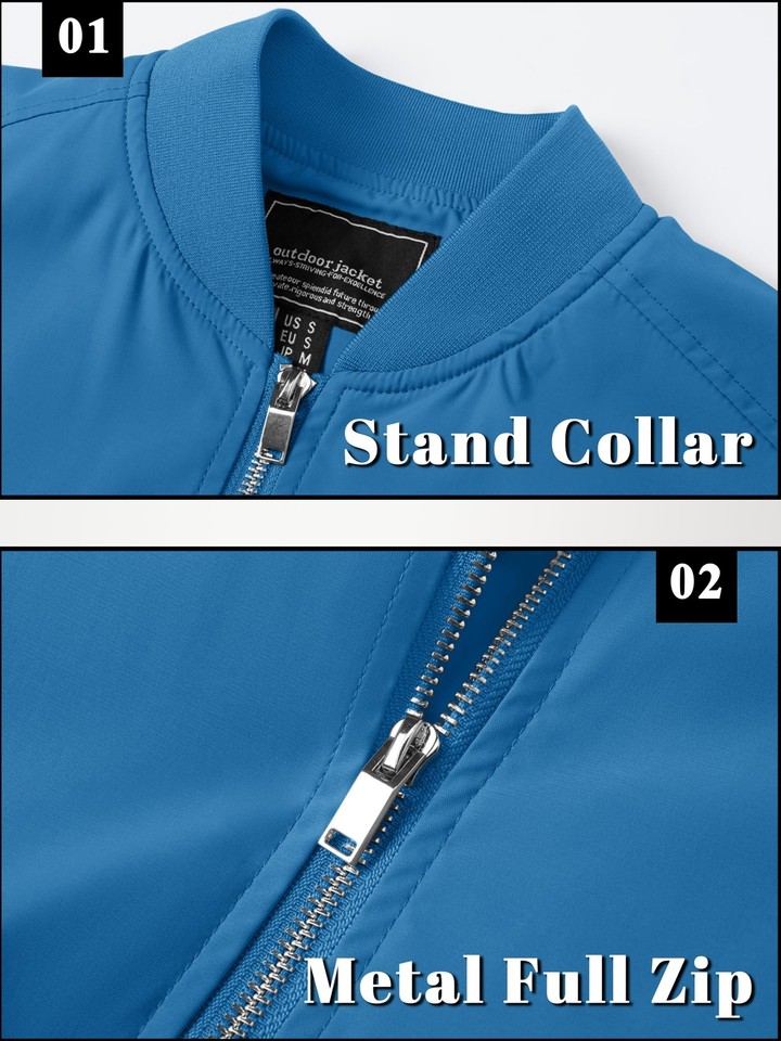 Men's Lightweight Bomber Jacket Baseball Coat Full-Zip Casual Spring ...