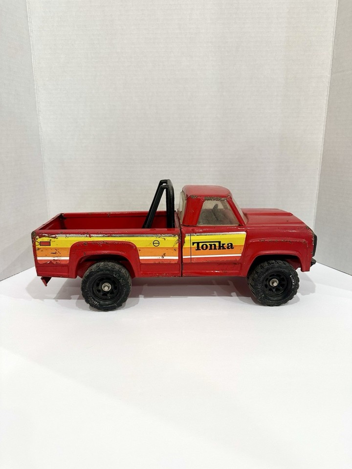 Vintage Tonka Red Pickup Truck 11062 W/Roll Bar Metal Steel - All ...