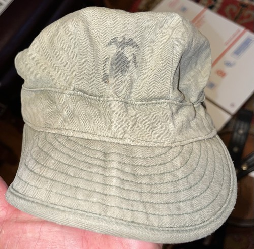 Vintage WW2 HBT USMC Marine Corp Cap Olive Drab BDU Medium | eBay
