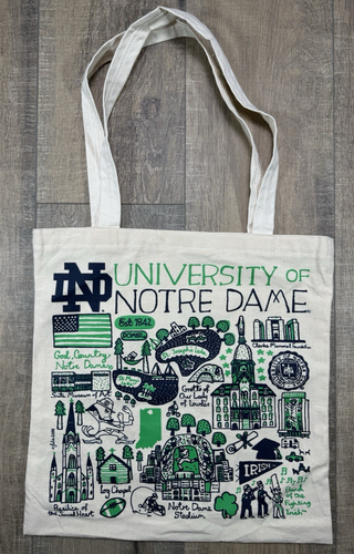 Notre Dame Julia Gash Fighting Irish Tote Book Bag Campus Sites Green ...