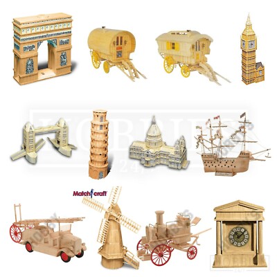 Matchstick Model Kits Wooden Modelling Match Craft Buildings Vehicles ...