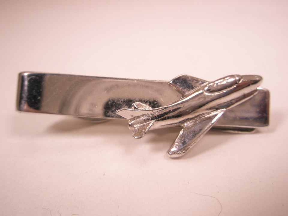 Fighter Jet Plane Vintage SWANK SMALL Tie Bar Clip aircraft frame ...