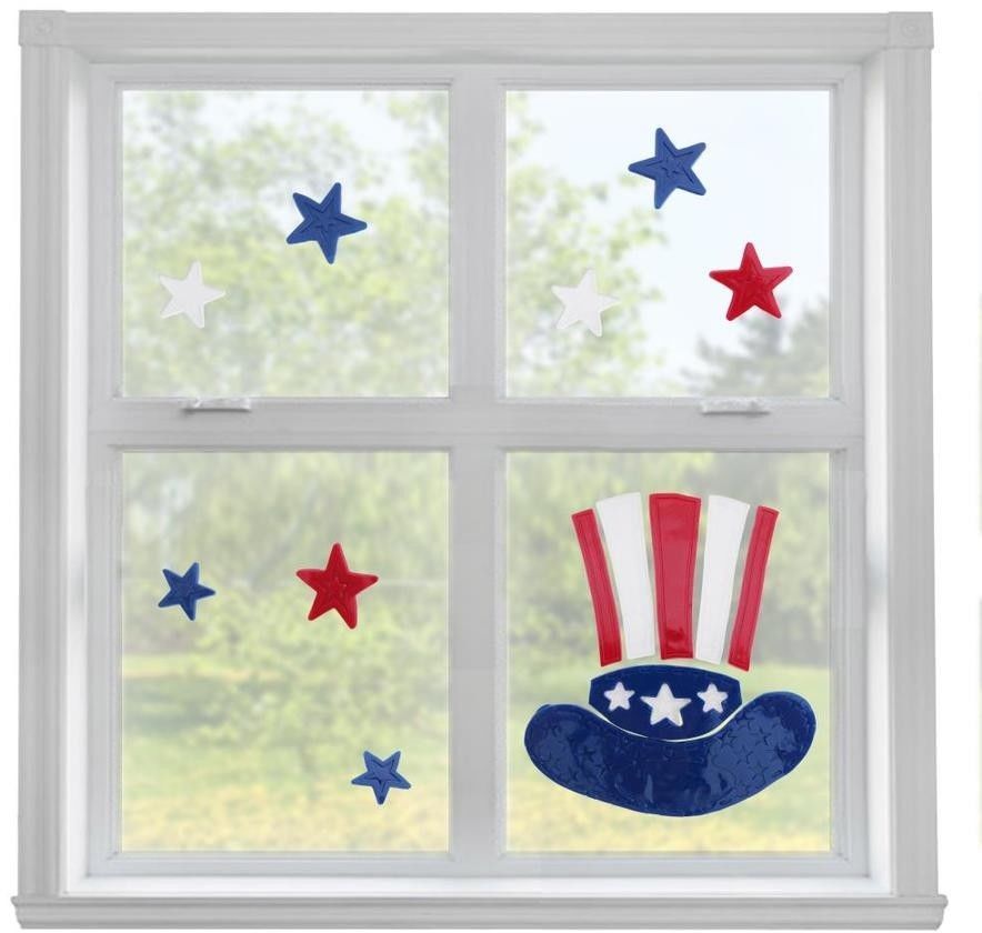 Patriotic Red Blue Window Cling Decorations by Holiday Living 12x12 ...