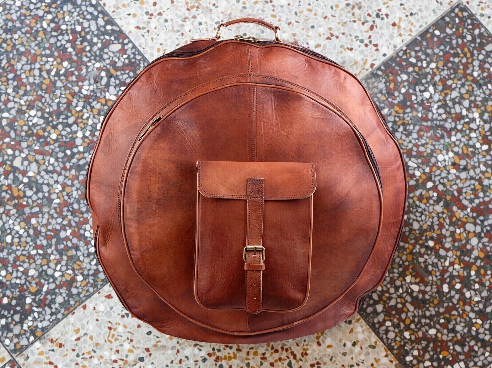 Leather Cymbal Bag Leather Backpack Cymbal Carrying Case Rucksack ...
