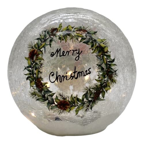 GC - Christmas Cardinal - 6" LED Lighted Crackle Glass Globe - Bells | eBay