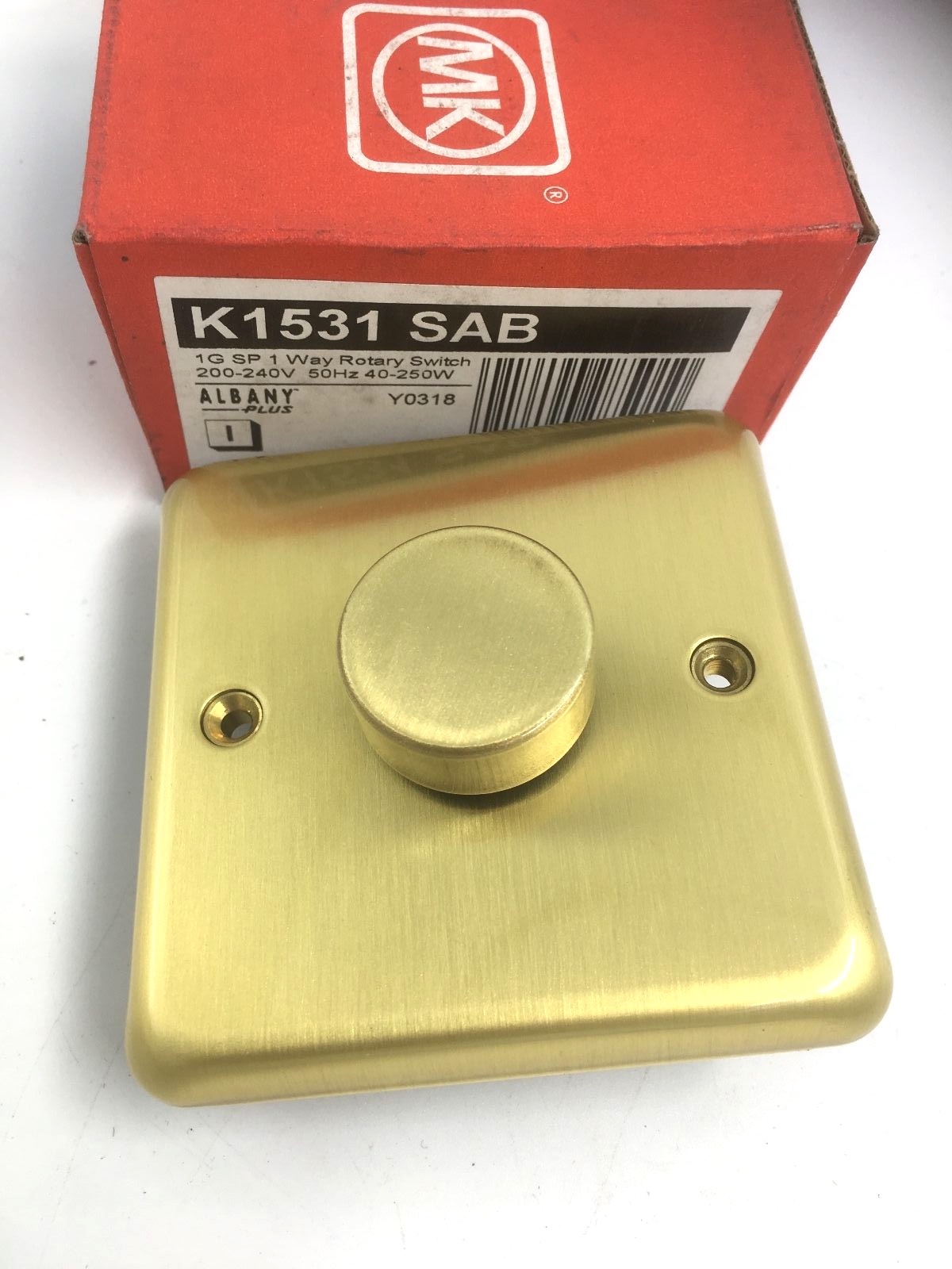 MK ALBANY PLUS SP 1G 1 WAY ROTARY DIMMER SWITCH SATIN BRASS 40-250W ...