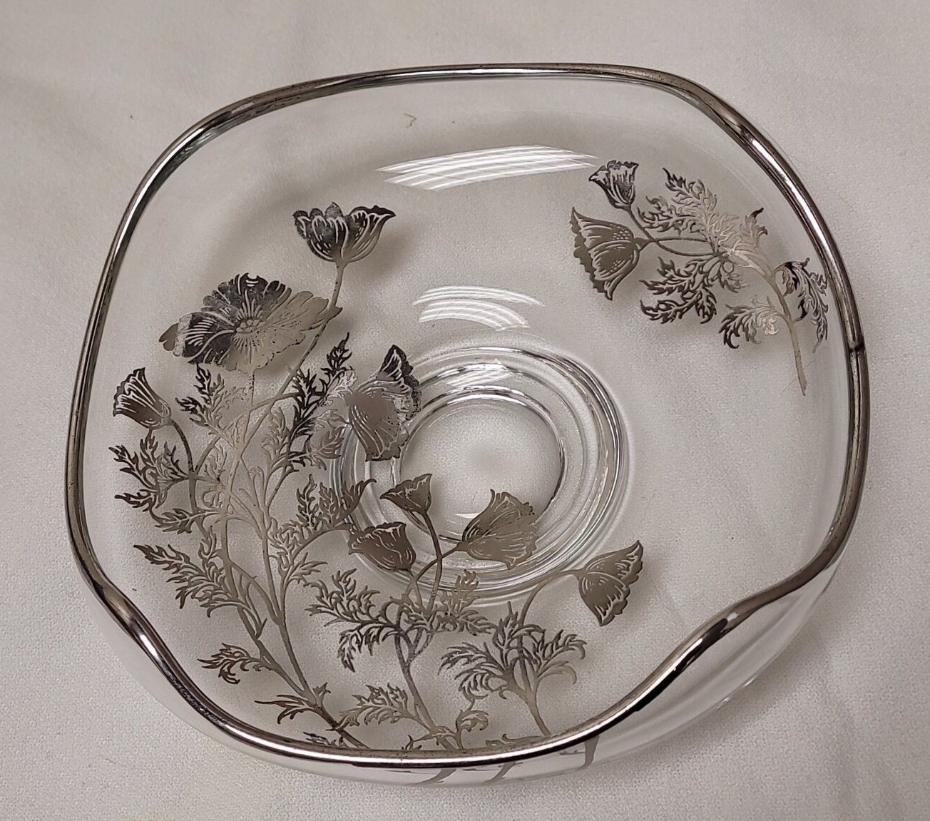 Vintage Silver City Glass Flanders Poppy Pattern Sterling Overlay Bowl ...