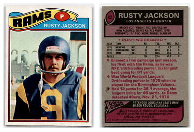 1977 Topps #42 Rusty Jackson RC EXMT/NM - Los Angeles Rams | eBay