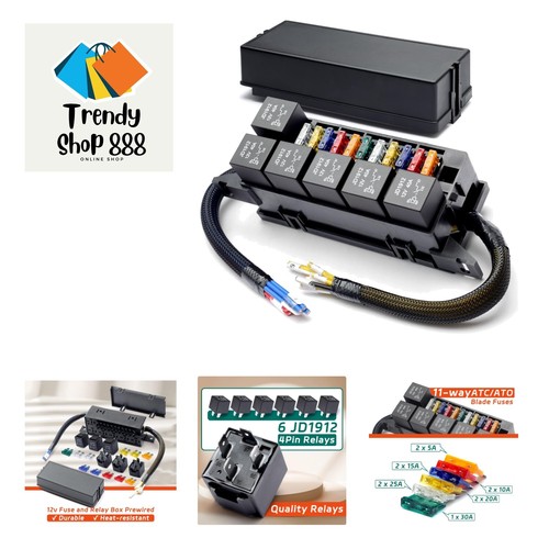 11 Way Fuse Relay Box Block 12v Pre-Wired for Automotive, Fuse Box and ...