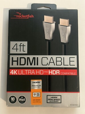 Rocketfish- 4' 4K Ultra HD In-Wall HDMI Cable - Black | eBay