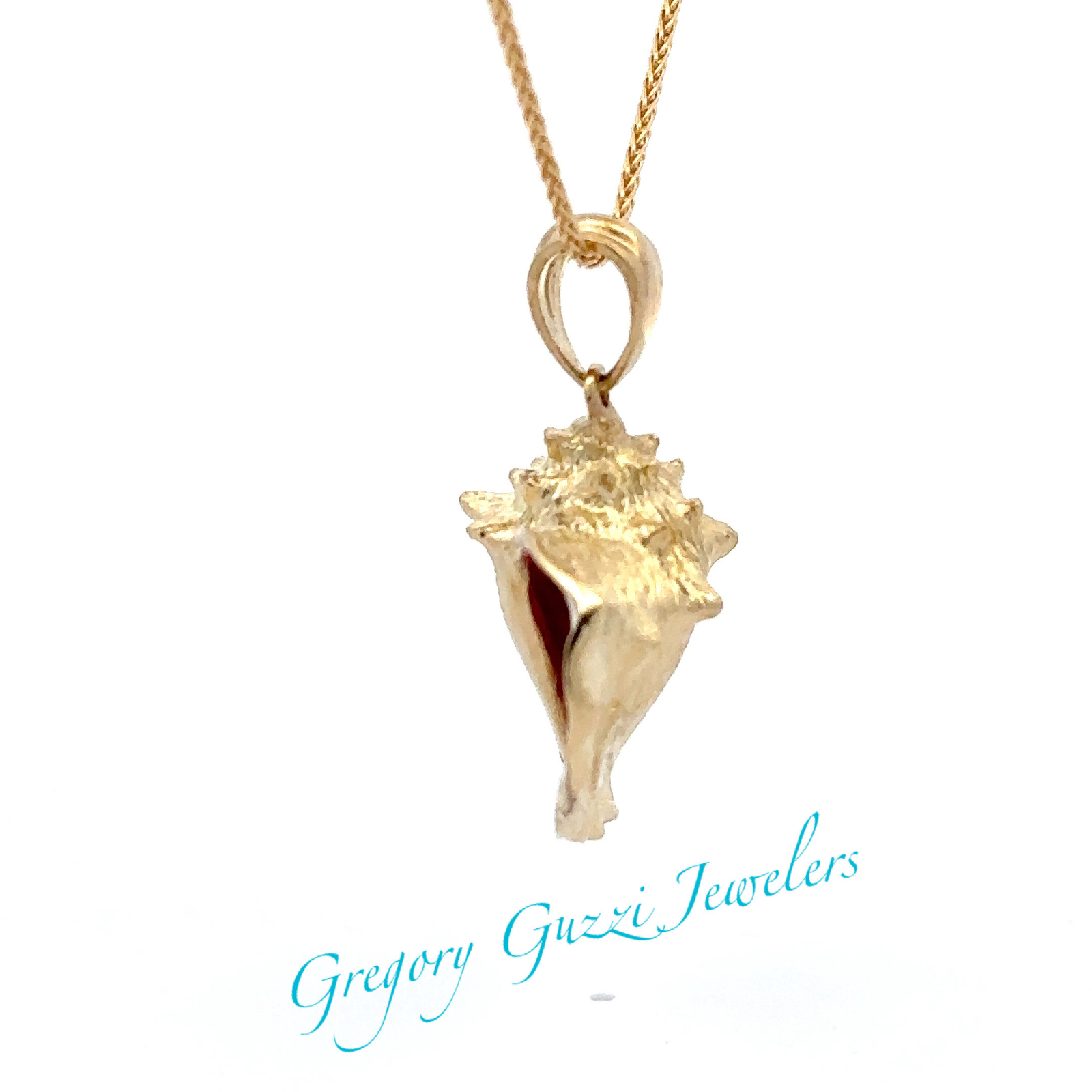 14kt gold 3D 28MM Conch Shell pendant with porcelain | eBay