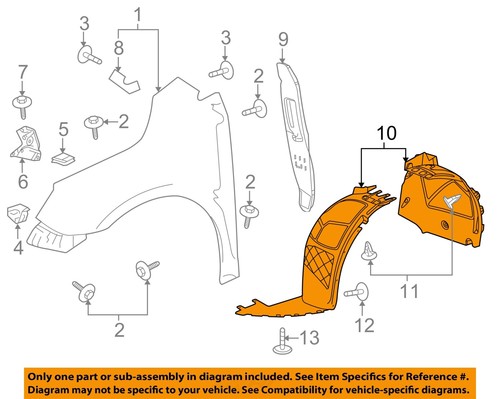 GM OEM 10-13 LaCrosse Fender Fender Components-Fender Liner 20907204 | eBay