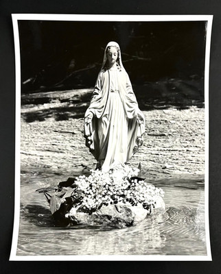1965 Cleveland Ohio Metropolitan Park Virgin Mary Statue Flowers ...